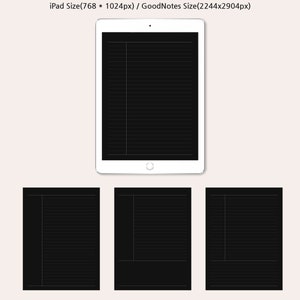 Dark Goodnotes Template, Basic Note Bundle, Black Digital Note Taking ...