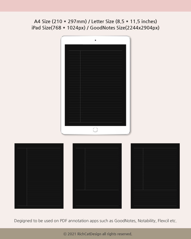 Dark Goodnotes Template Basic Note Bundle Black Digital Note - Etsy