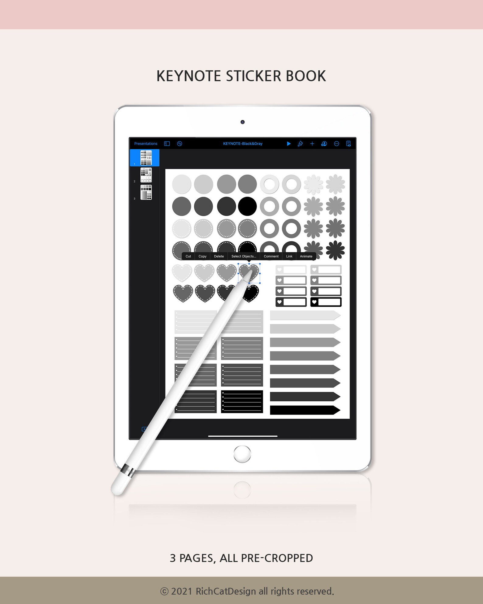 Black&gray Digital Stickers iPad Stickers Digital Planner - Etsy