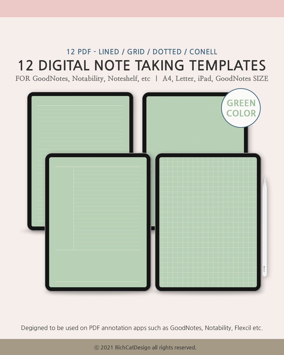 Goodnotes Template, Basic Note Bundle, Digital Note Taking Template ...