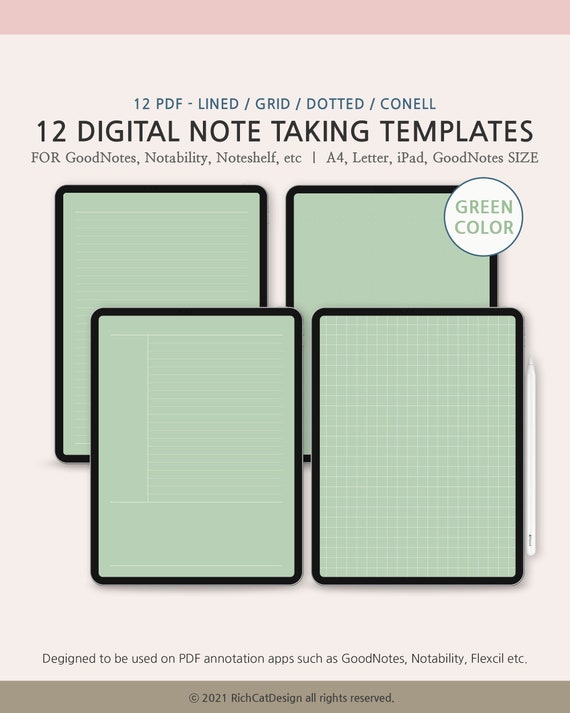 Goodnotes Template Basic Note Bundle Digital Note Taking | Etsy