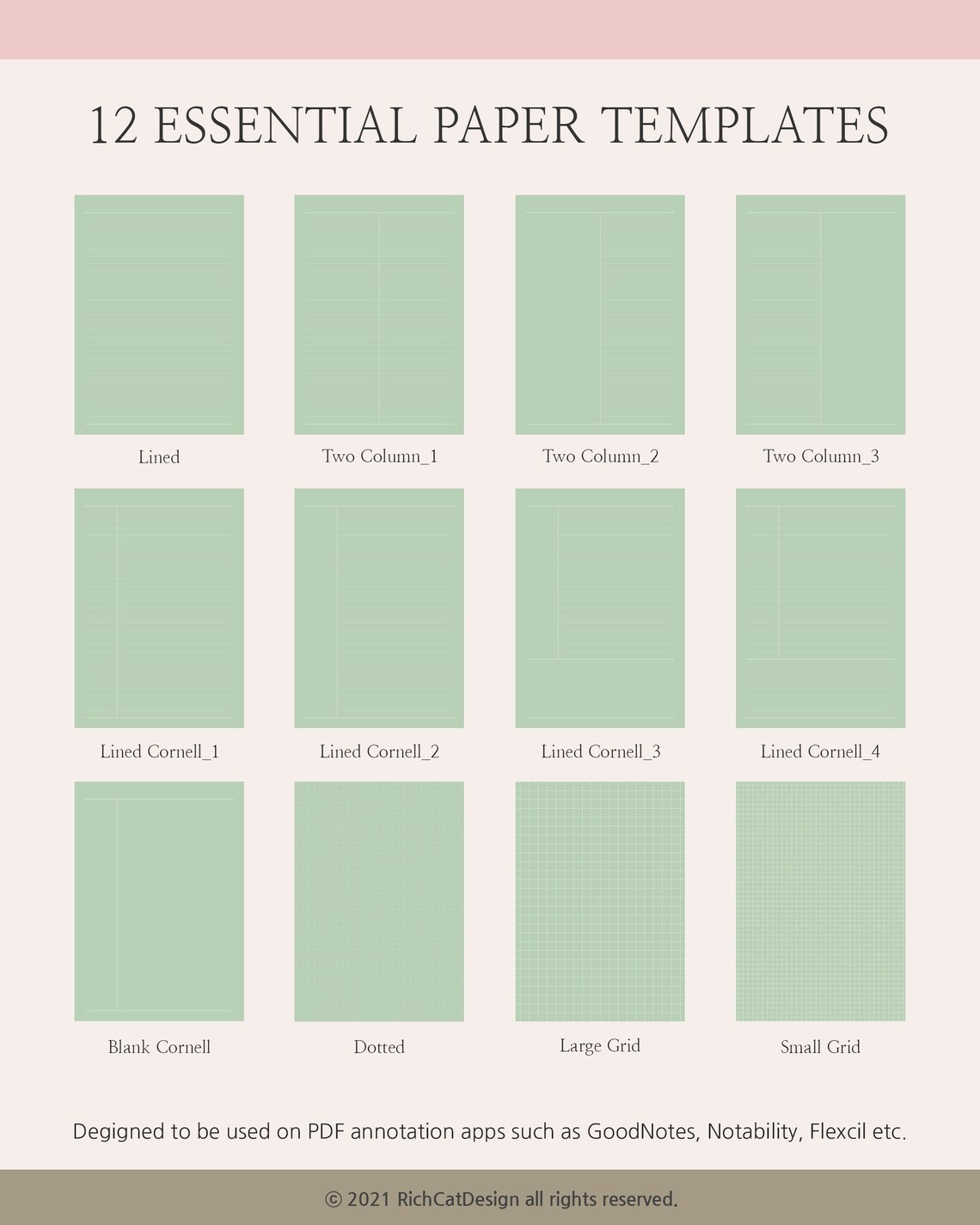 Goodnotes Template, Basic Note Bundle, Digital Note Taking Template ...