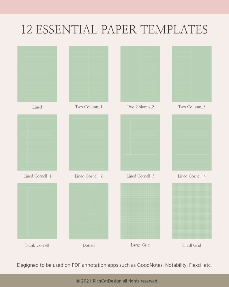 Goodnotes Template, Basic Note Bundle, Digital Note Taking Template ...