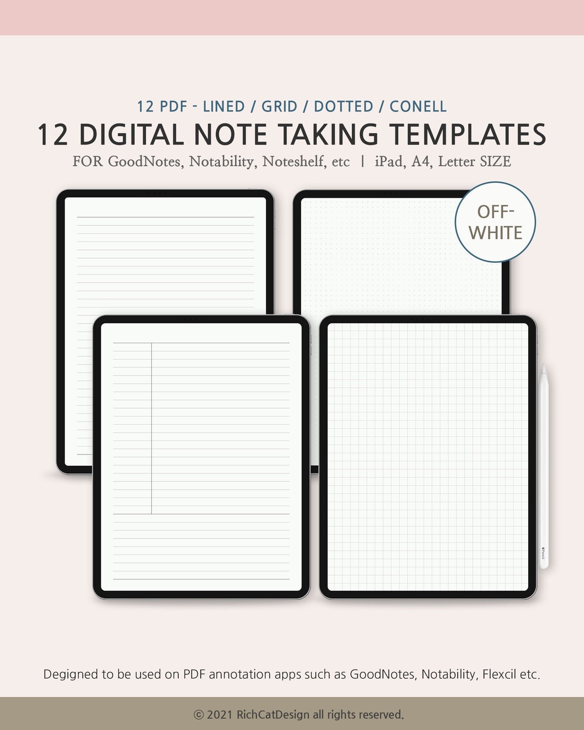Goodnotes Template, Digital Note Taking Template, Basic Note Bundle ...