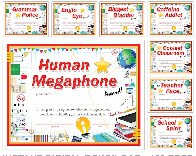 Funny Editable Teacher Awards Certificates, Canva Template, Printable ...