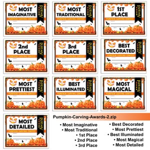 Pumpkin Carving Contest Awards: 30 Printable Certificates (digital ...