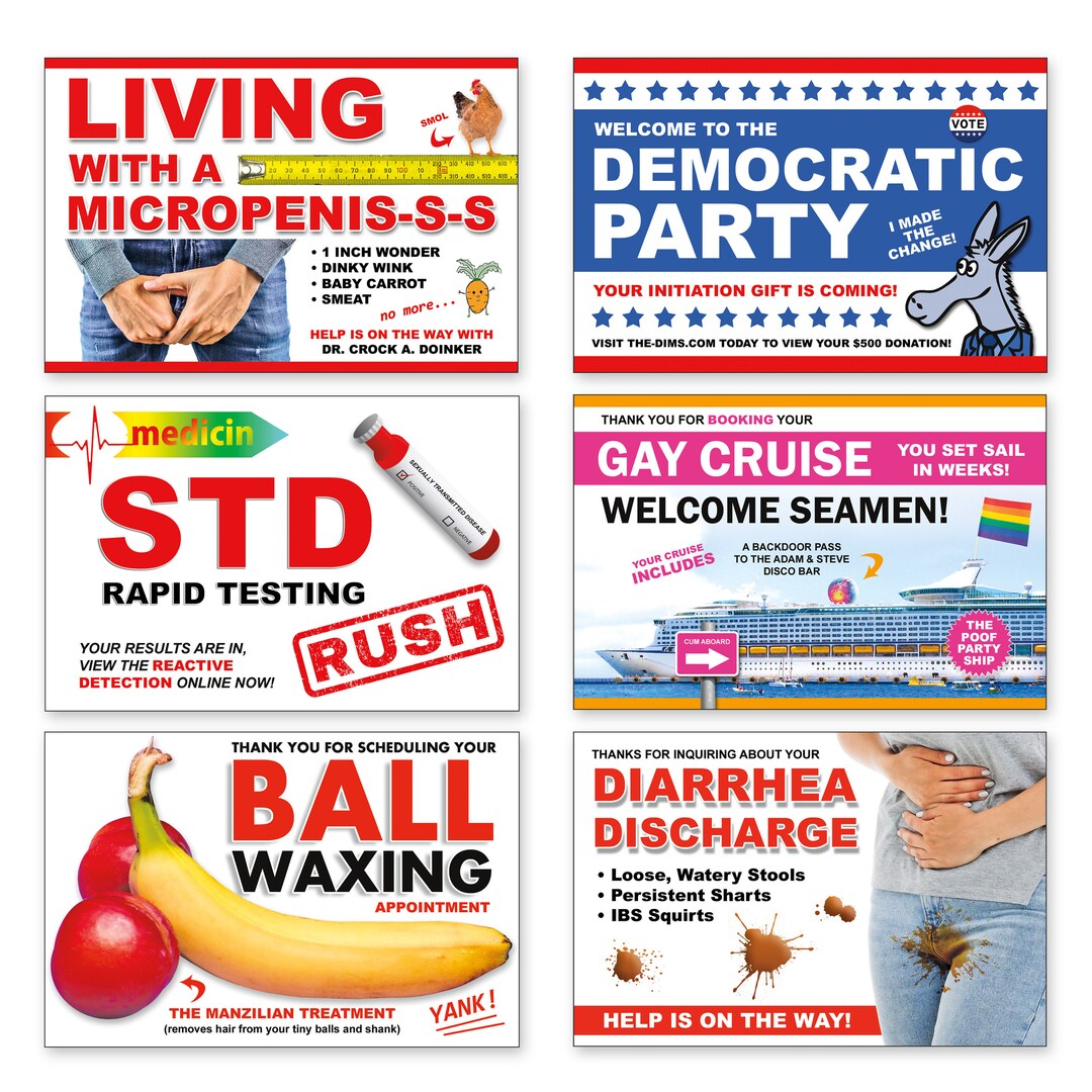 Prank Postcards: Embarrassing Gag Variety Pack (set of 6) - Etsy