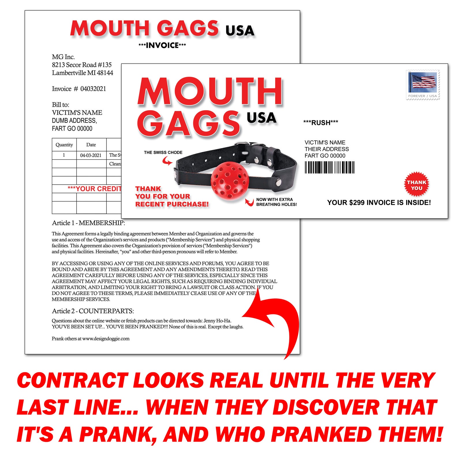 Prank Mail Mouth Gag Fetish Embarrassing Prank Envelope Mail | Etsy