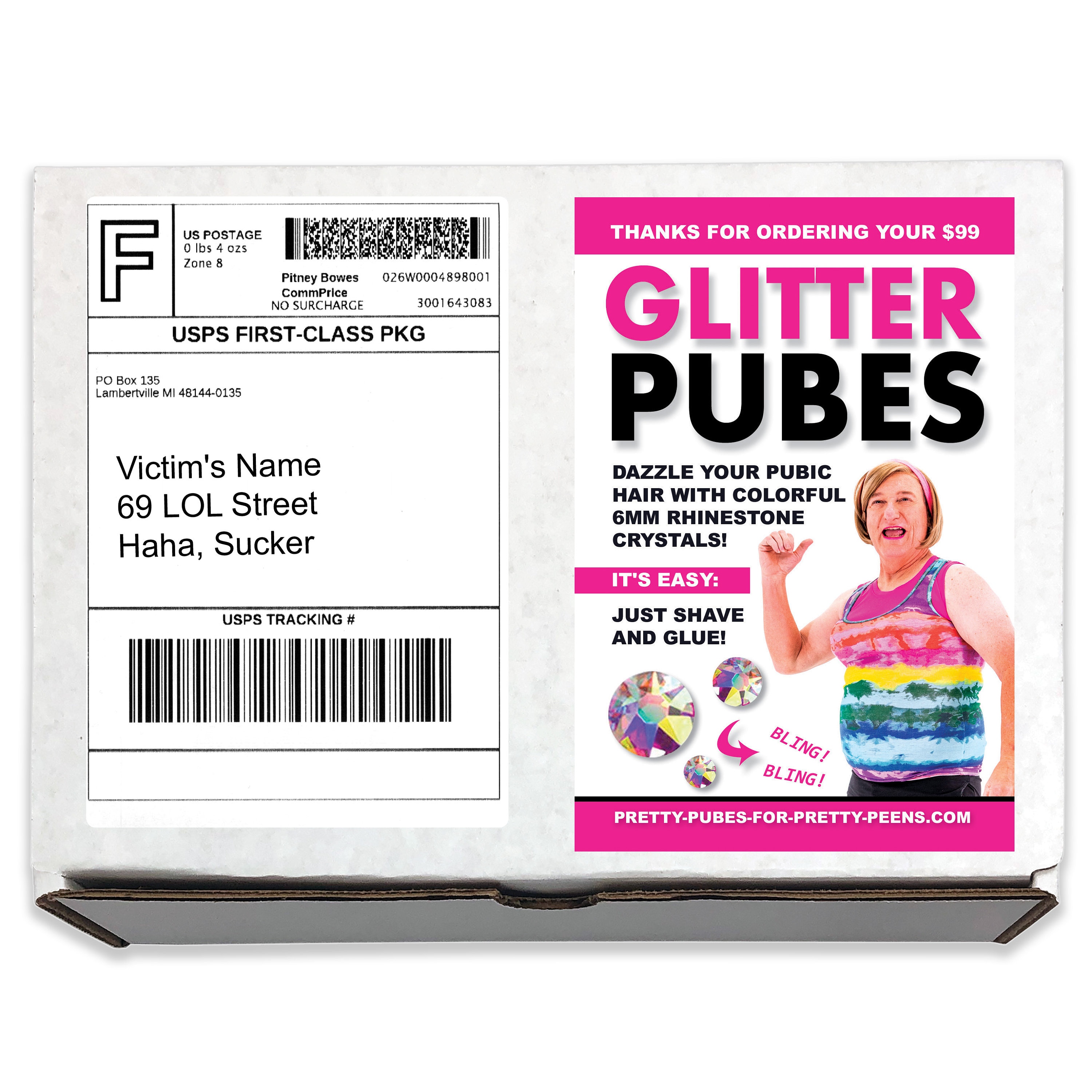 Prank Mail - Glitter Pubes Prank Box Gag Gift! Funny Prank Gets Sent to ...