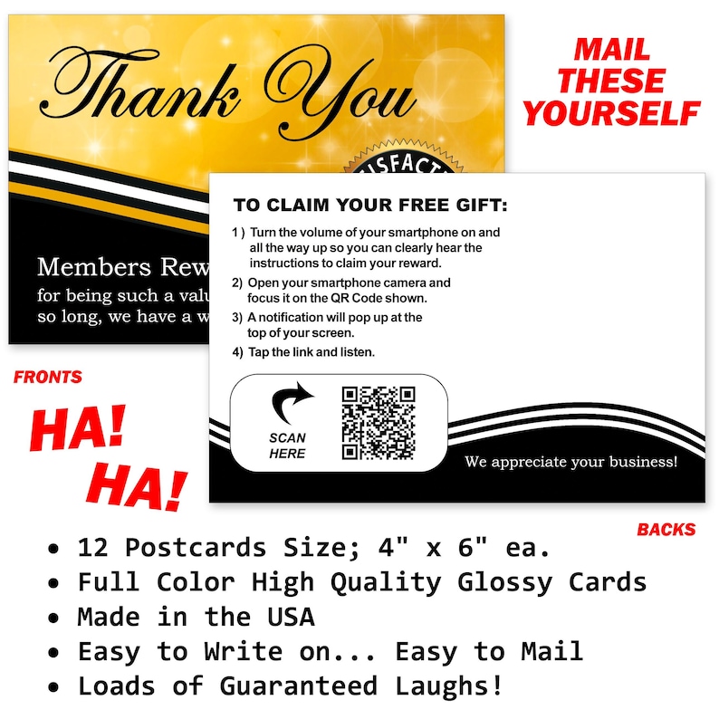 Embarrassing Prank Postcards: Members Reward Gag - Set of 12 - Etsy