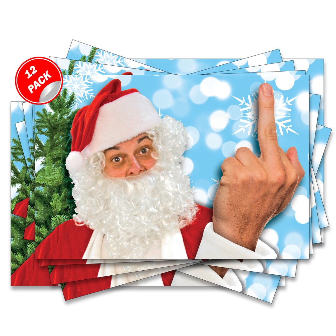 12 Santa Claus Middle Finger Christmas Prank Stickers for DIY Christmas ...