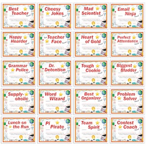 Funny Teacher Award Certificates: 100 Printable Pdfs (digital Download ...