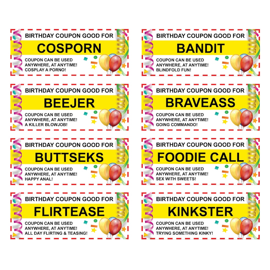 Birthday Love Coupons for Couples, Romance... Instant Digital Download ...