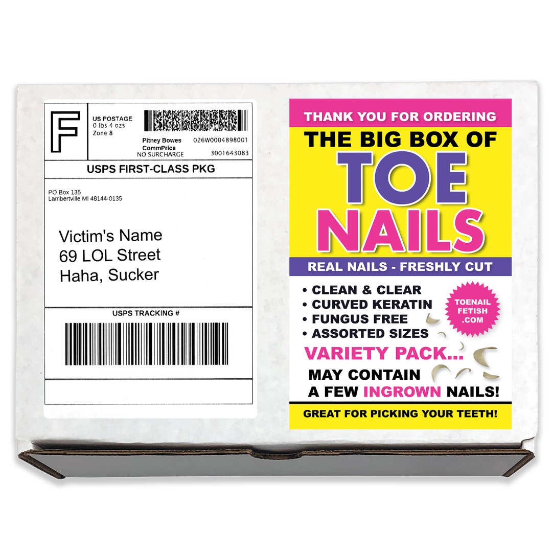 Prank Mail Practical Joke Mailer Gag Gift Big Box of Toe Nails Prank ...