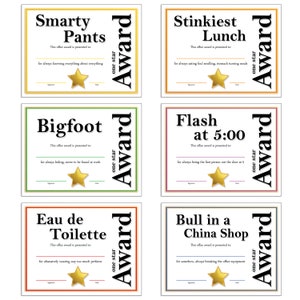 Funny Office Awards: 30 Printable Certificates (digital Download) - Etsy