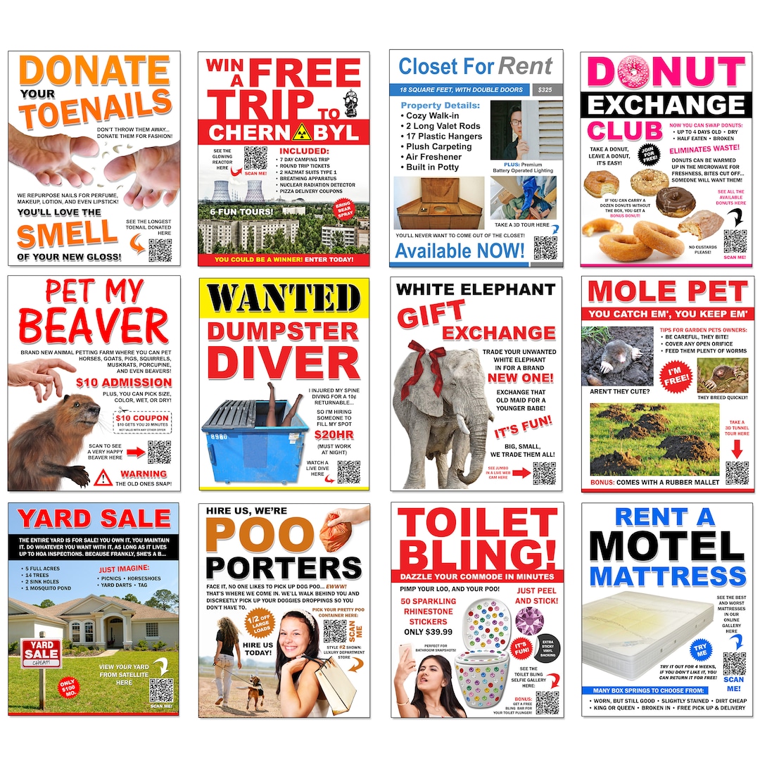 12 Prank Office Flyers - Digital Download - Pdf's to Print, Hang, and ...