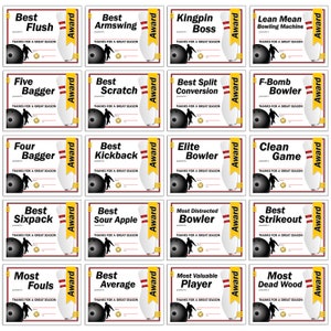 Fun Bowling Awards: 100 Printable Certificates (digital Download) - Etsy