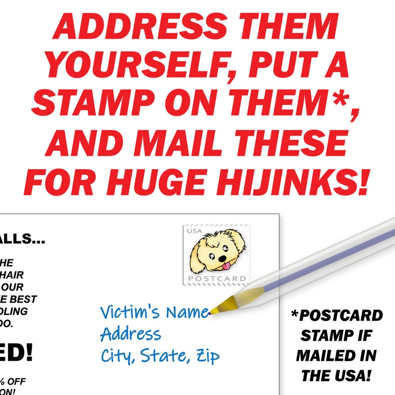 Hilarious Prank Postcards: 10 Embarrassing Gag Cards - Etsy