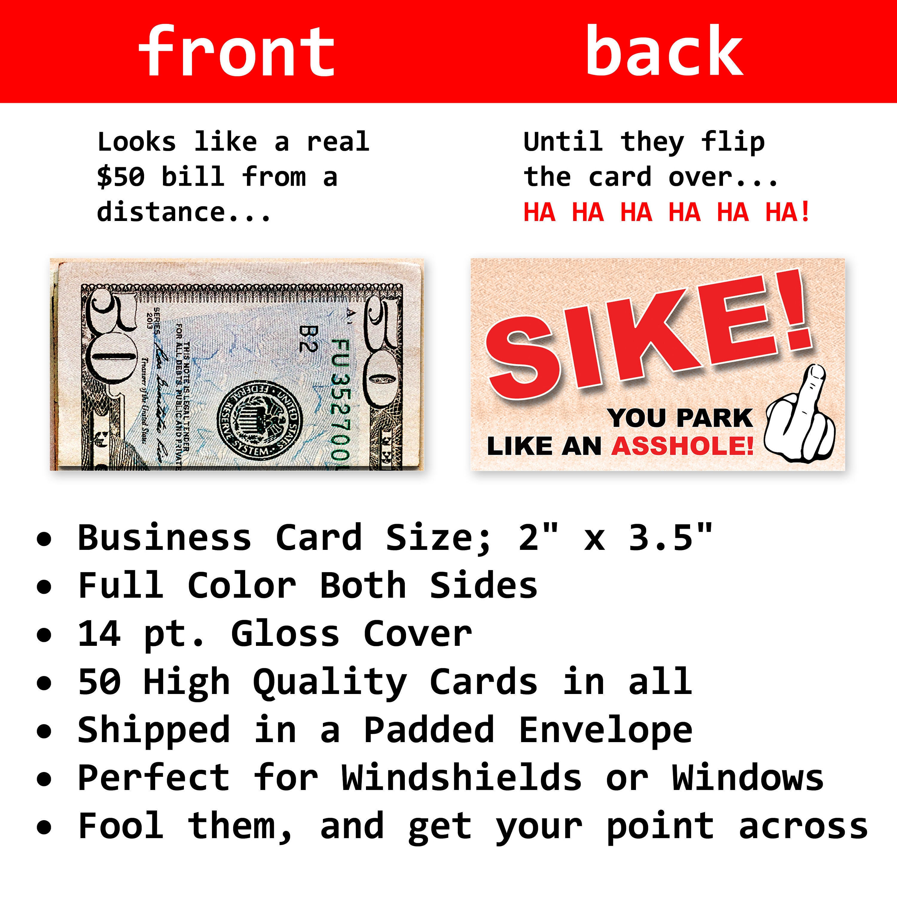 Bad Drivers Parking Prank Cards 50 Qty Look Like a Real - Etsy