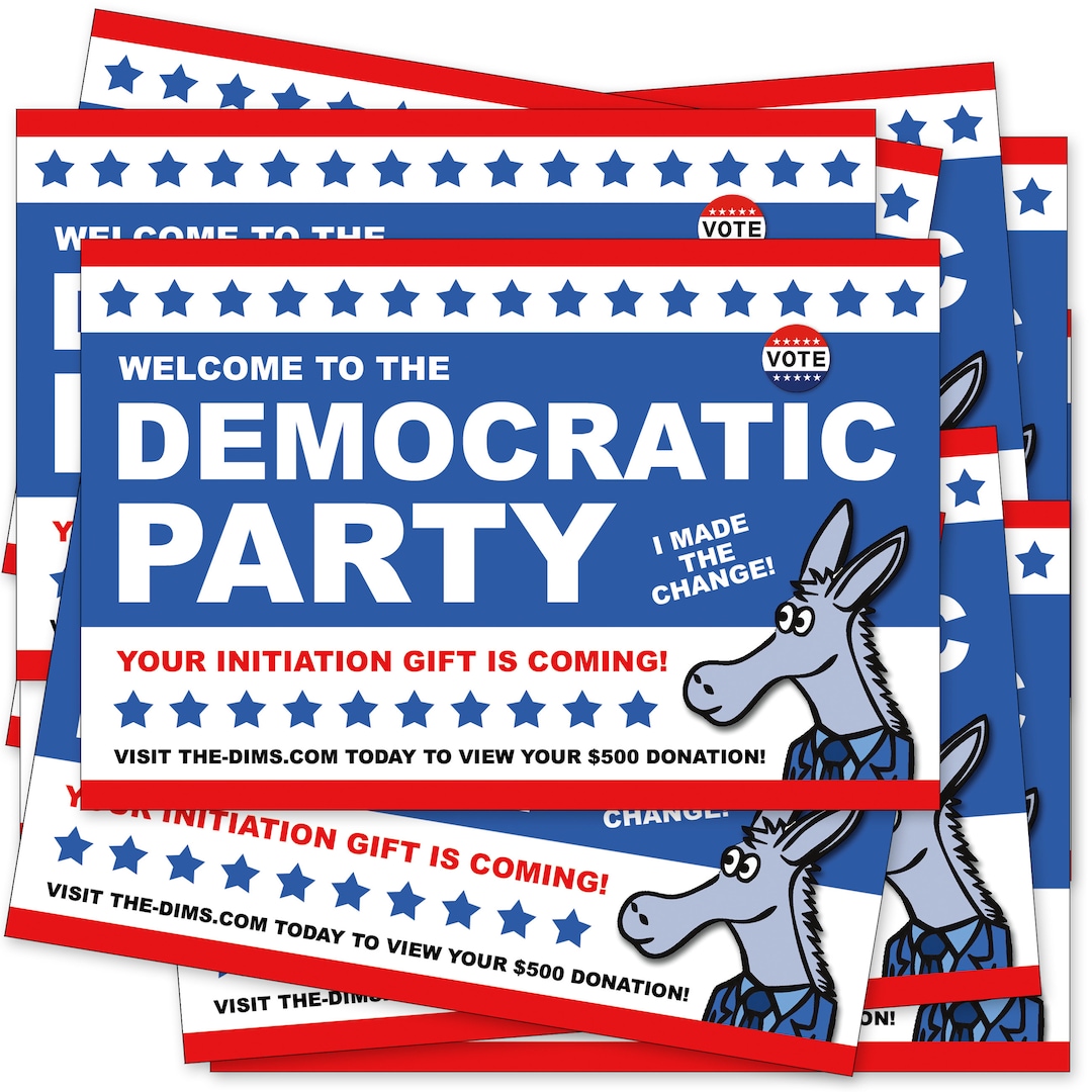 12 Pack Prank Postcards Democratic Party Joke Sent to YOU so You Can ...