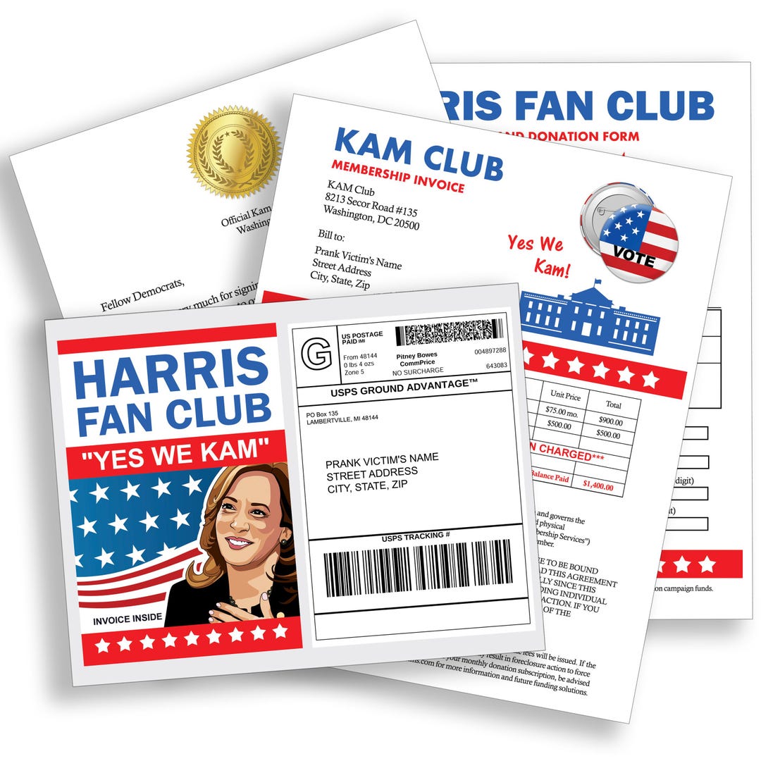 Harris Kam Fan Club Prank Mail: Political Gag Gift - Etsy