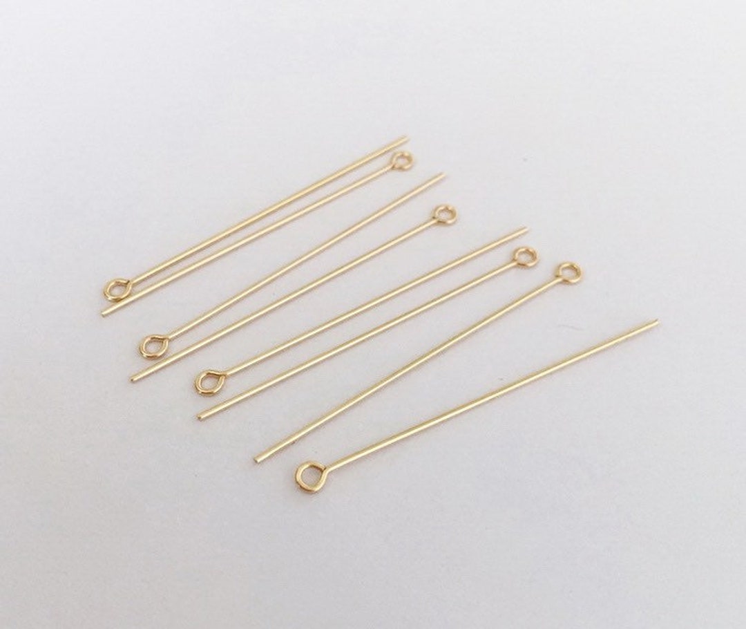 10 Pcs 24 Gauge 14K Gold Filled Eye Pins, Eye Pins, 1 Inch/1.5 Inch/2 ...