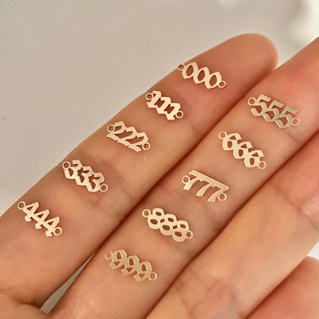 4x8.2mm 24ga 14K Gold Filled Angel Number Connector, Number Charm for ...