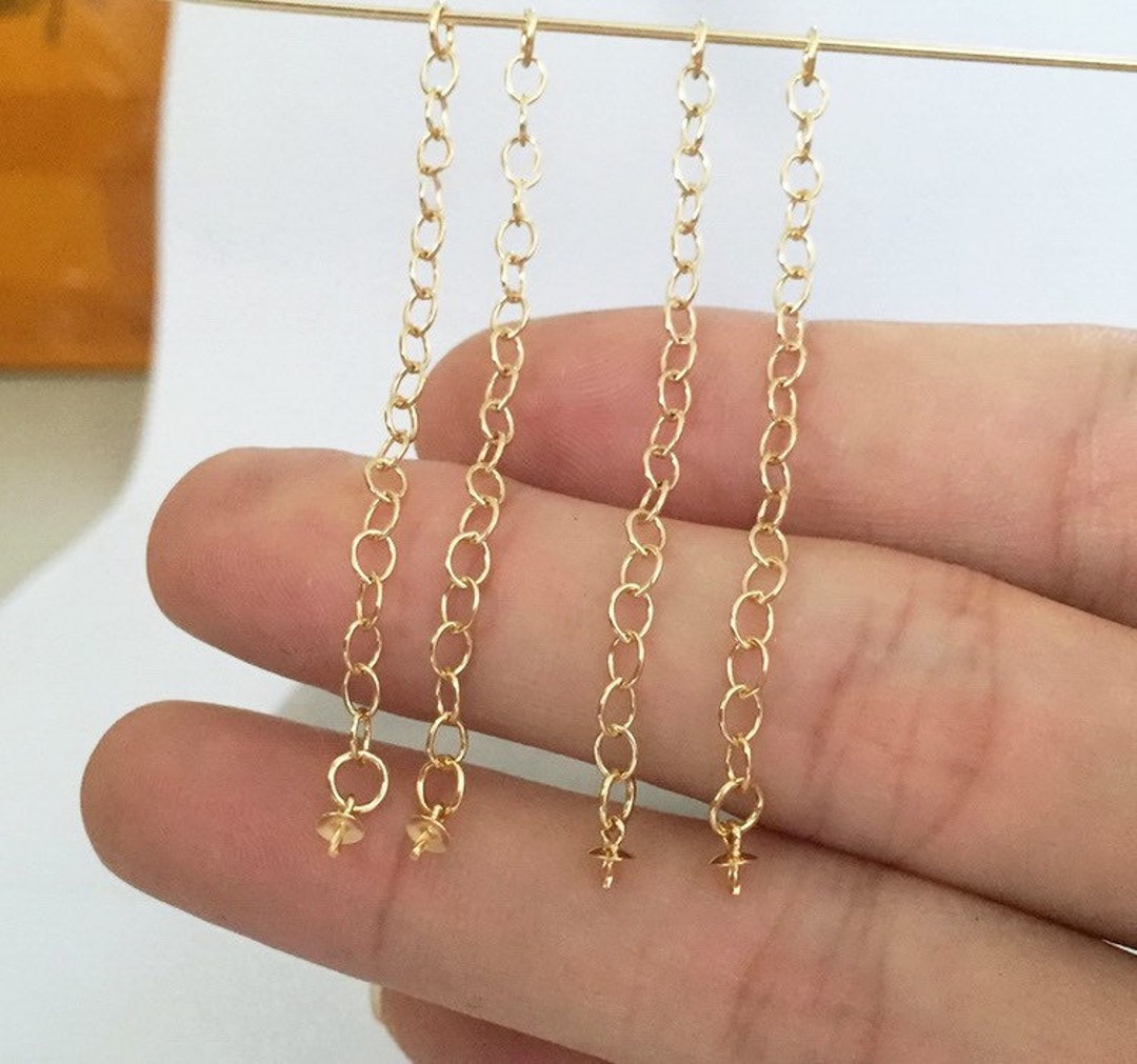 2 Inch 2.6mm 14K Gold Filled Extender Chain With Peg, Necklace Extender ...