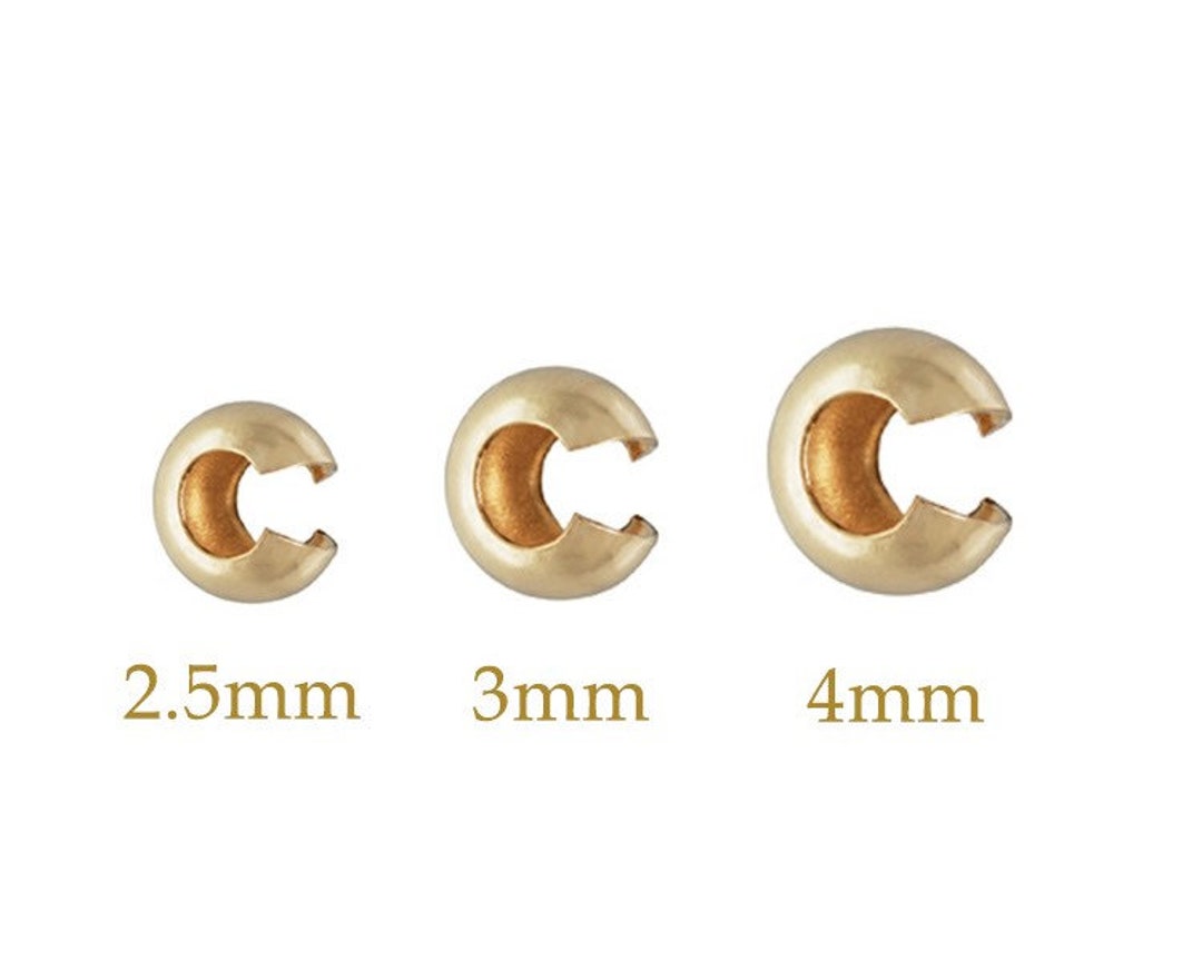 20 Pcs 2.5mm/3mm/4mm Gold Filled Crimp Covers, Crimp Beads, Cover Beads ...