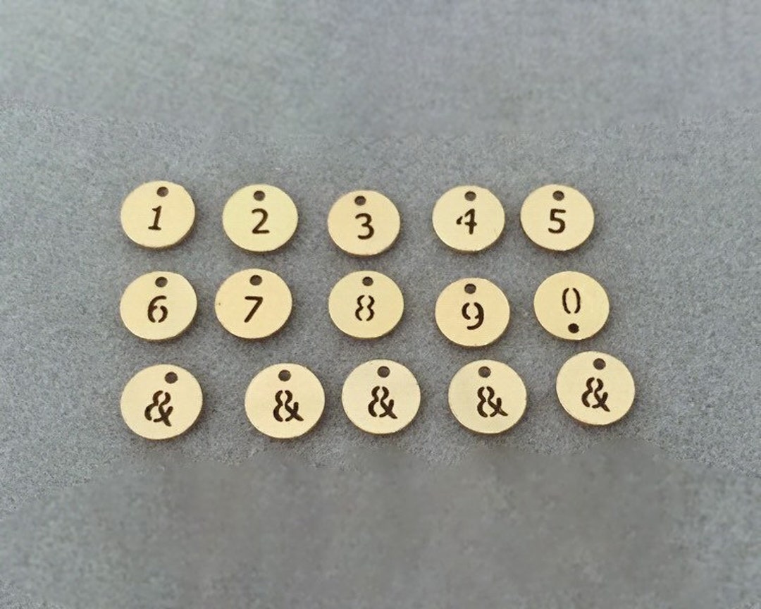 6mm 24 Gauge 14K Gold Filled Number Disc Charm, Hollow Carve Charm ...