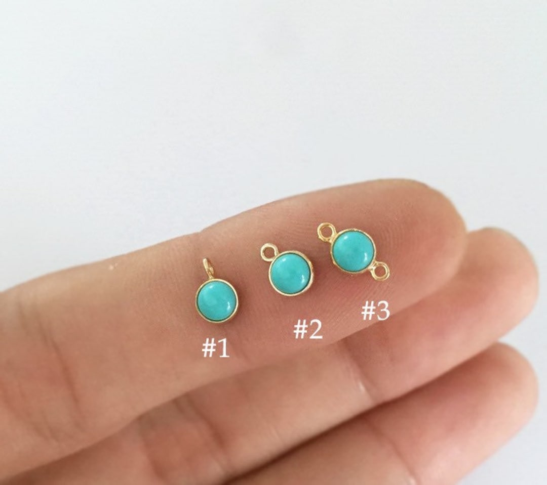 4mm 14K Gold Filled Turquoise Charm, Synthetic Turquoise Connector ...