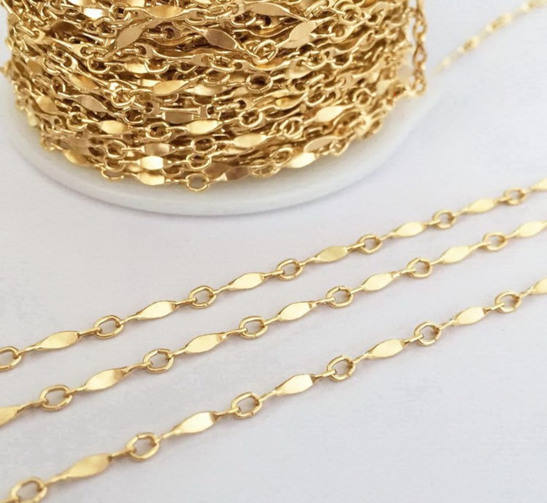1 Foot 1.7x8.7mm 14K Gold Filled Dapped Bar Chain, Made in USA, DBC1787 ...