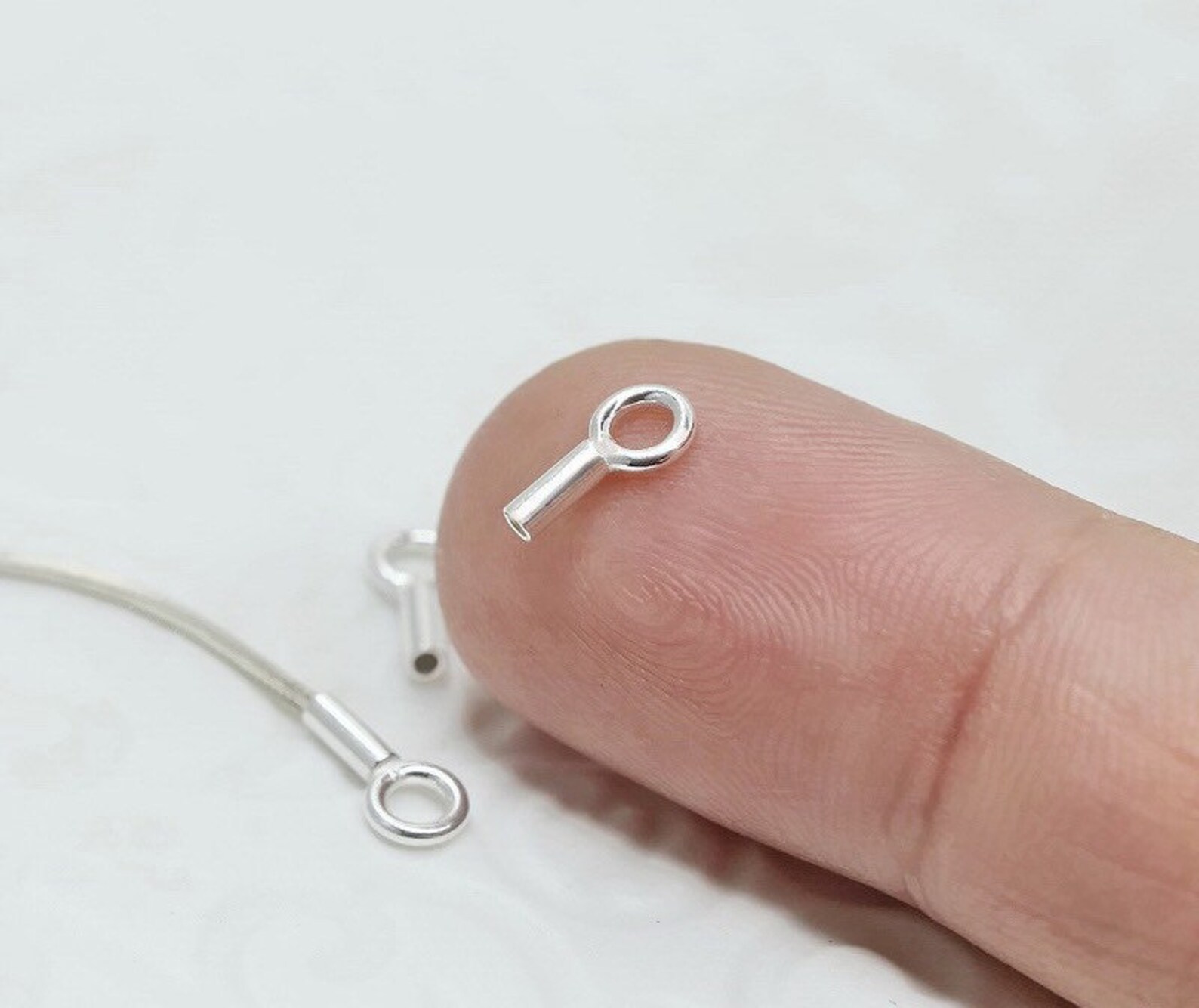 5 Pcs 1.2mm 925 Sterling Silver Crimp End Cap With a Ring, Crimp Tube ...