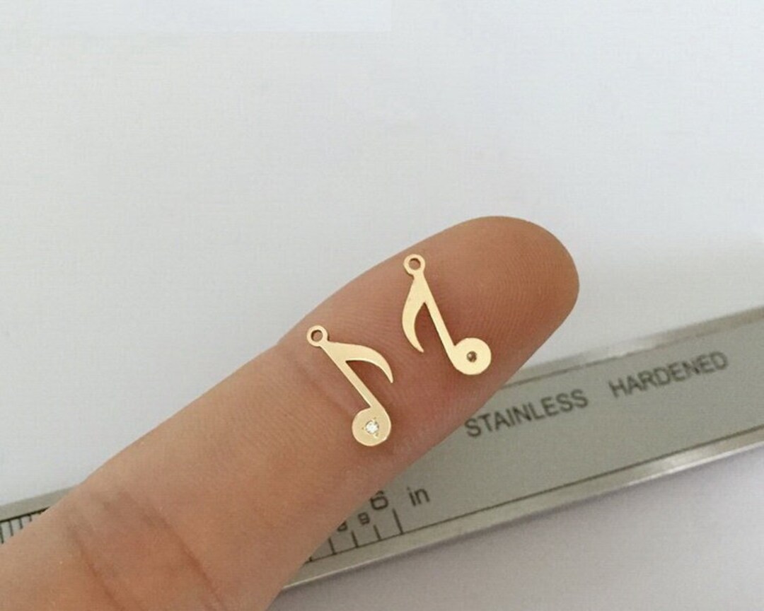 5x11.5mm 14K Gold Filled Eight Note Charm With Cz, Quaver Charm, Music ...