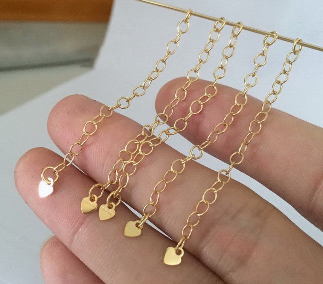 2 Inches 14K Gold Filled Extender Chain With Heart Charm, Necklace ...