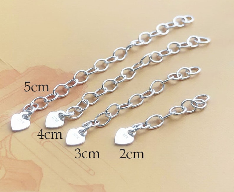 2cm/3cm/4cm/5cm 2.6mm 925 Sterling Silver, Extender Chain With Heart ...