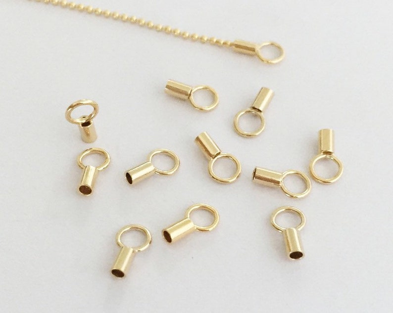 5 Pcs 1.4mm 14K Gold Filled Crimp End Cap With a Ring, Wholesale, Made ...