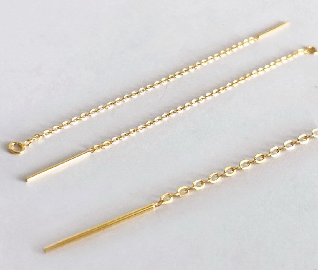 2 Pcs 7.8cm 14K Gold Filled Flat Cable Chain Threaders, Threader ...