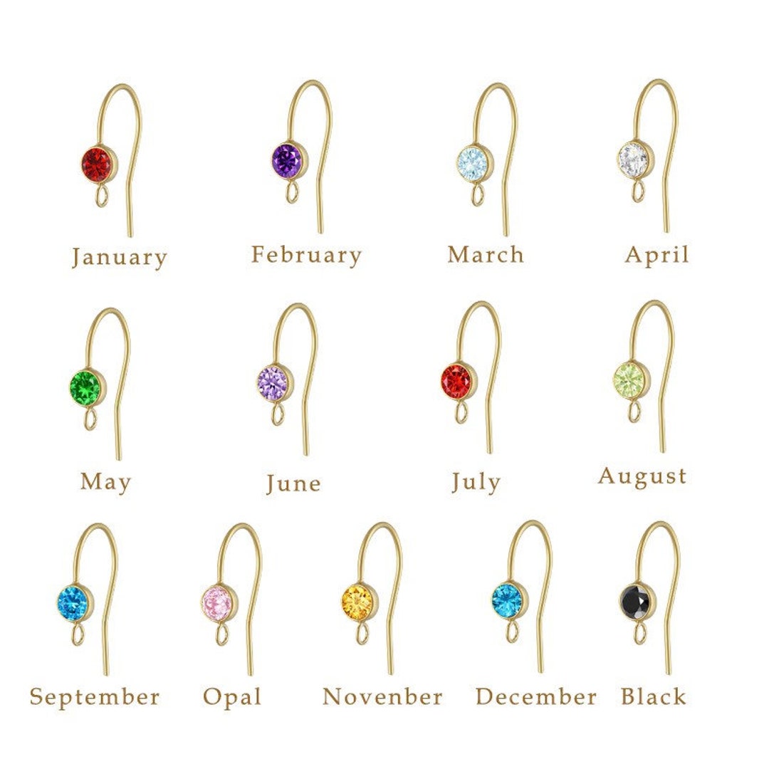2 Pcs 14K Gold Filled Ear Wires With 4mm Cubic Zirconia, Birthstone Ear ...