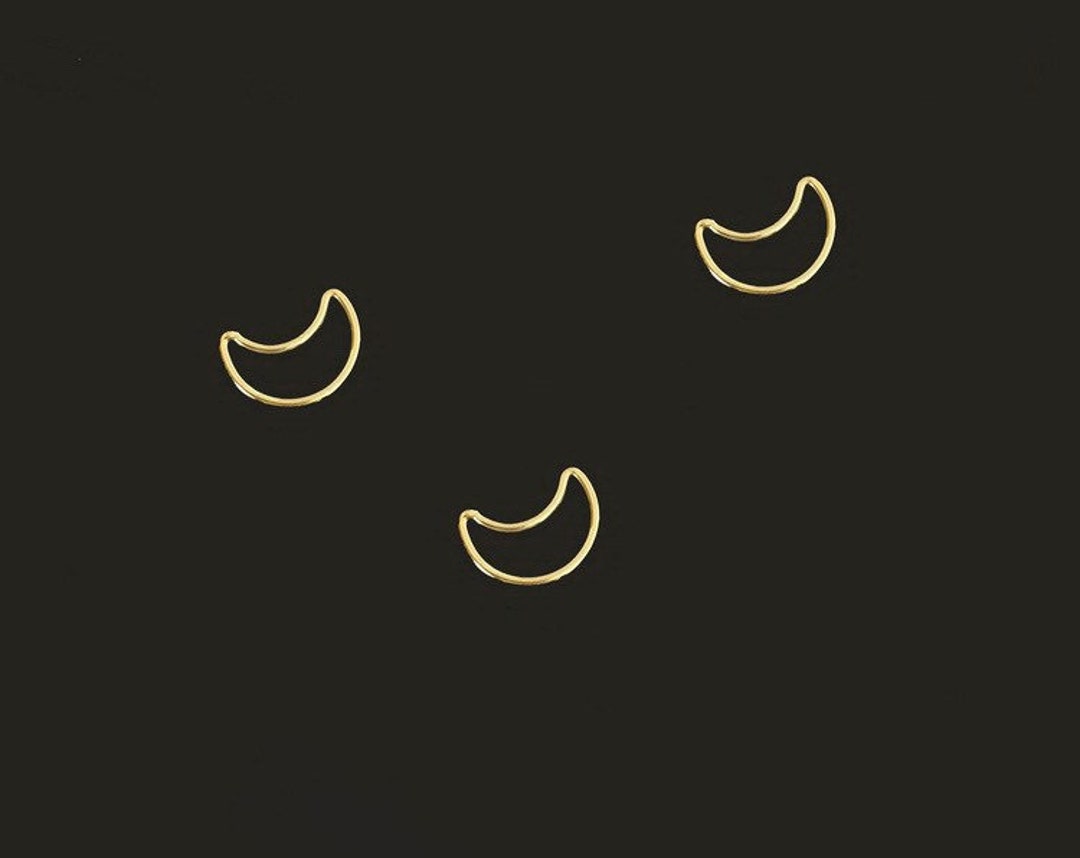 2 Pcs 10mm 14K Gold Filled Wire Moon Charm, Crescent Charm/connector ...