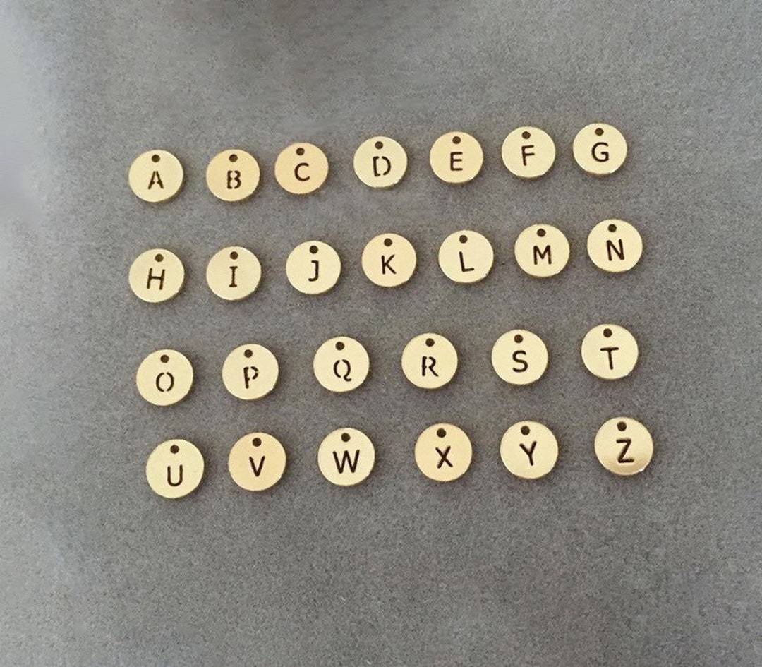 6mm 24 Gauge 14K Gold Filled Initial Disc Charms, Round Initial Discs ...