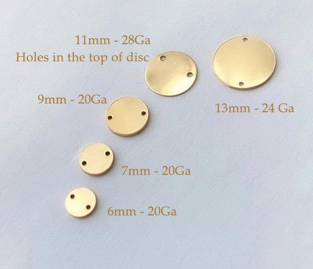 2 Pcs 14K Gold Filled Disc Connector, Disc Blanks W/ 2 Holes, Blank ...