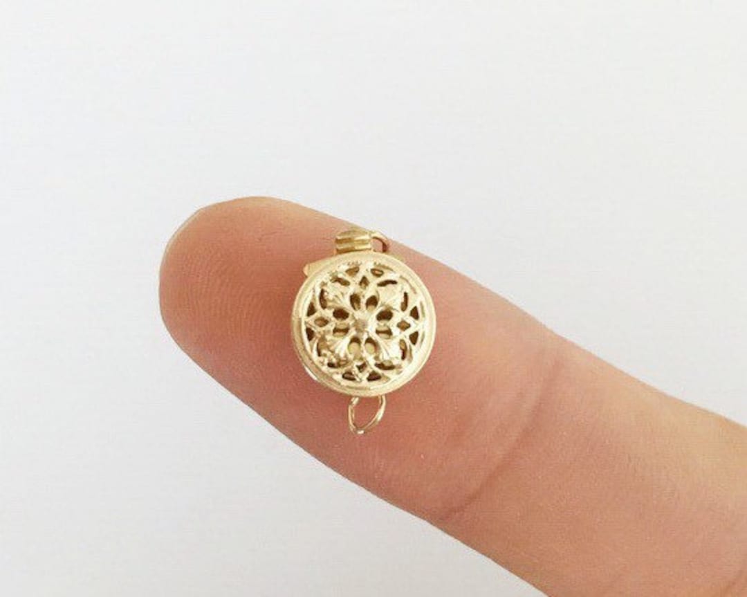 9mm 14K Gold Filled Round Filigree Pearl Clasp, Filigree Clasp, Push-in ...
