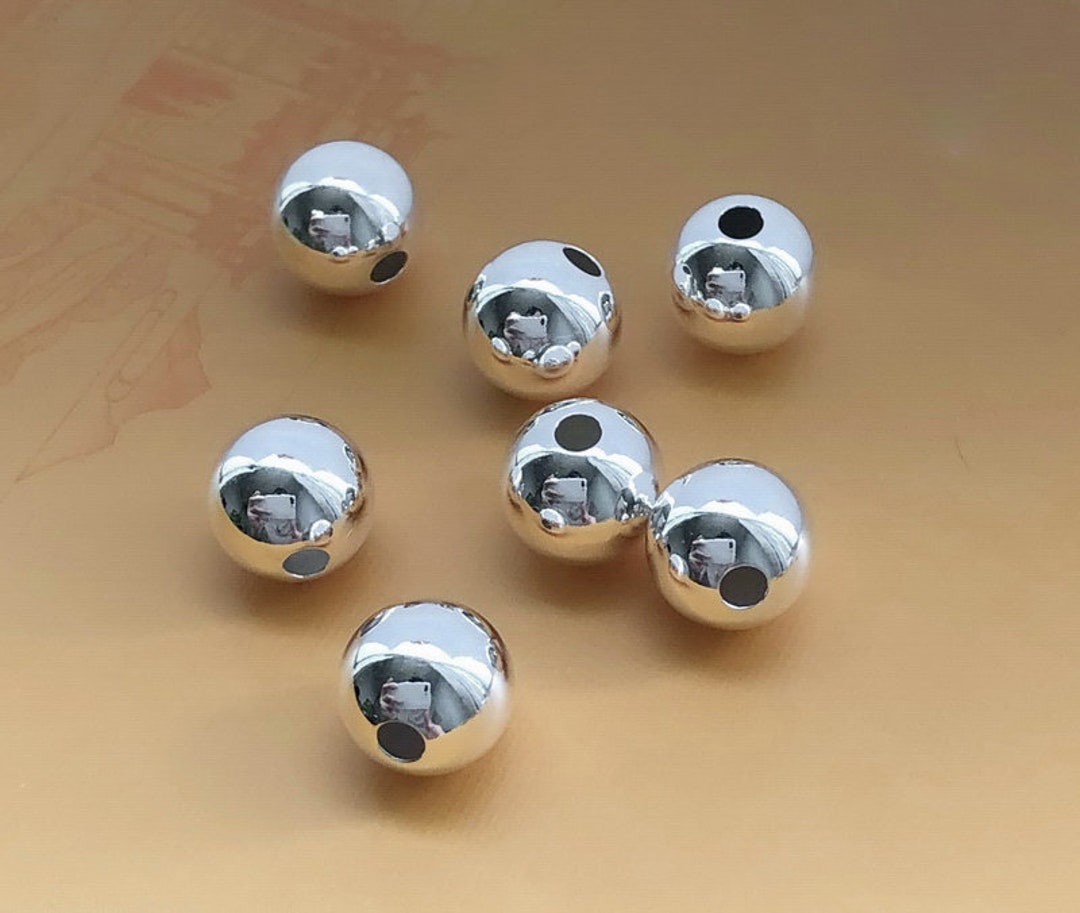 2pcs 10mm 925 Sterling Silver Beads, Round Bead, Seamless Bead, Made in ...