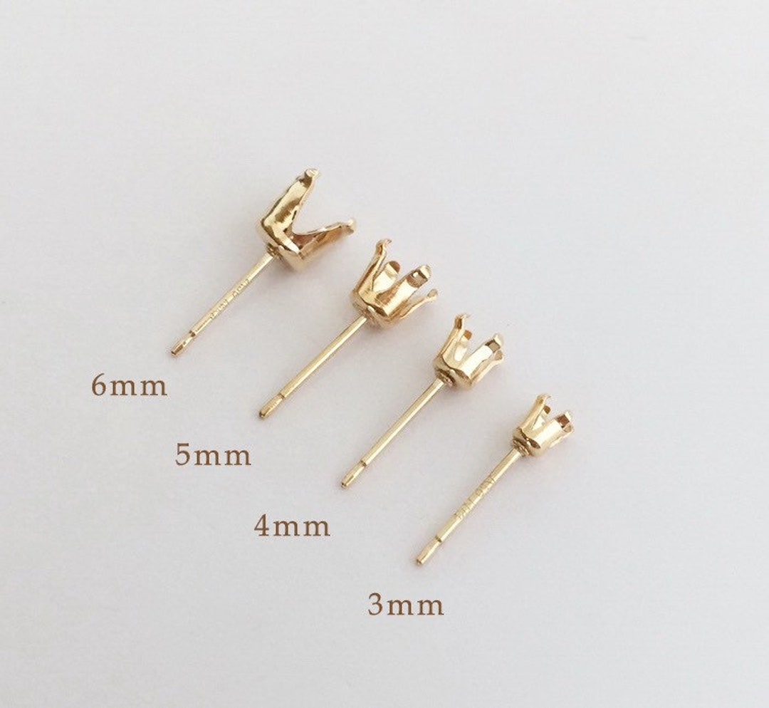 2 Pcs 3mm/4mm/5mm/6mm 14K Gold Filled Snap-in Setting Post Earring ...