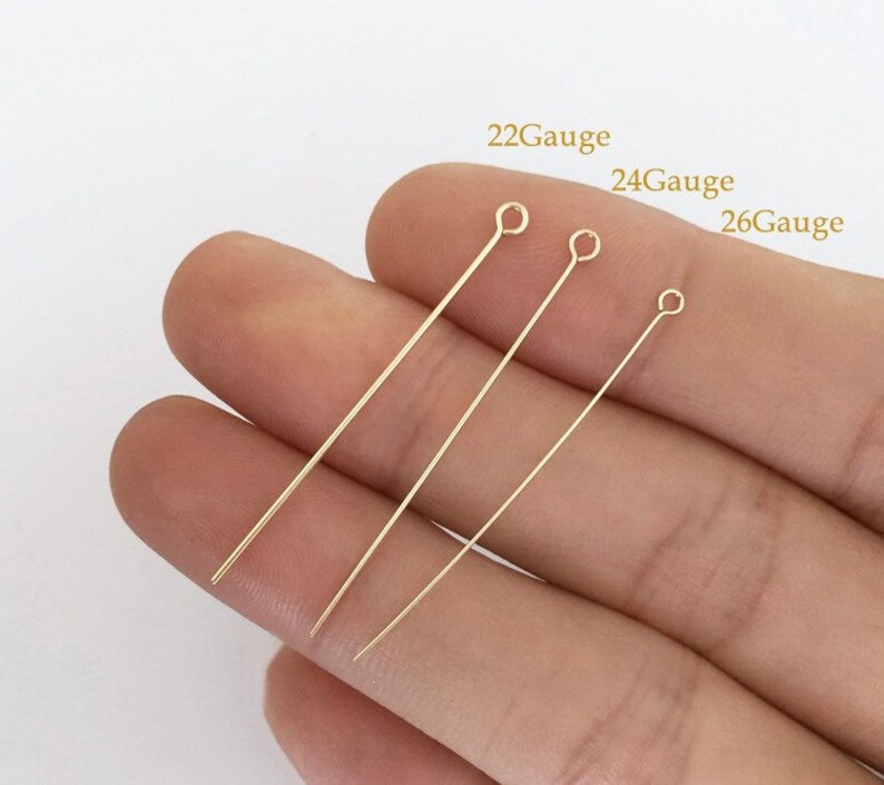 10 Pcs 26 Gauge 14K Gold Filled Eye Pins, 1 Inch/1.5 Inch Eye Pins ...