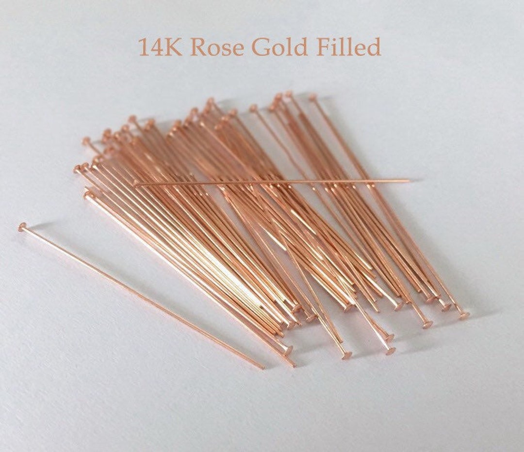 20 Pcs 26 Gauge 14K Rose Gold Filled Cup End Head Pins, 1 Inch/1.5 ...