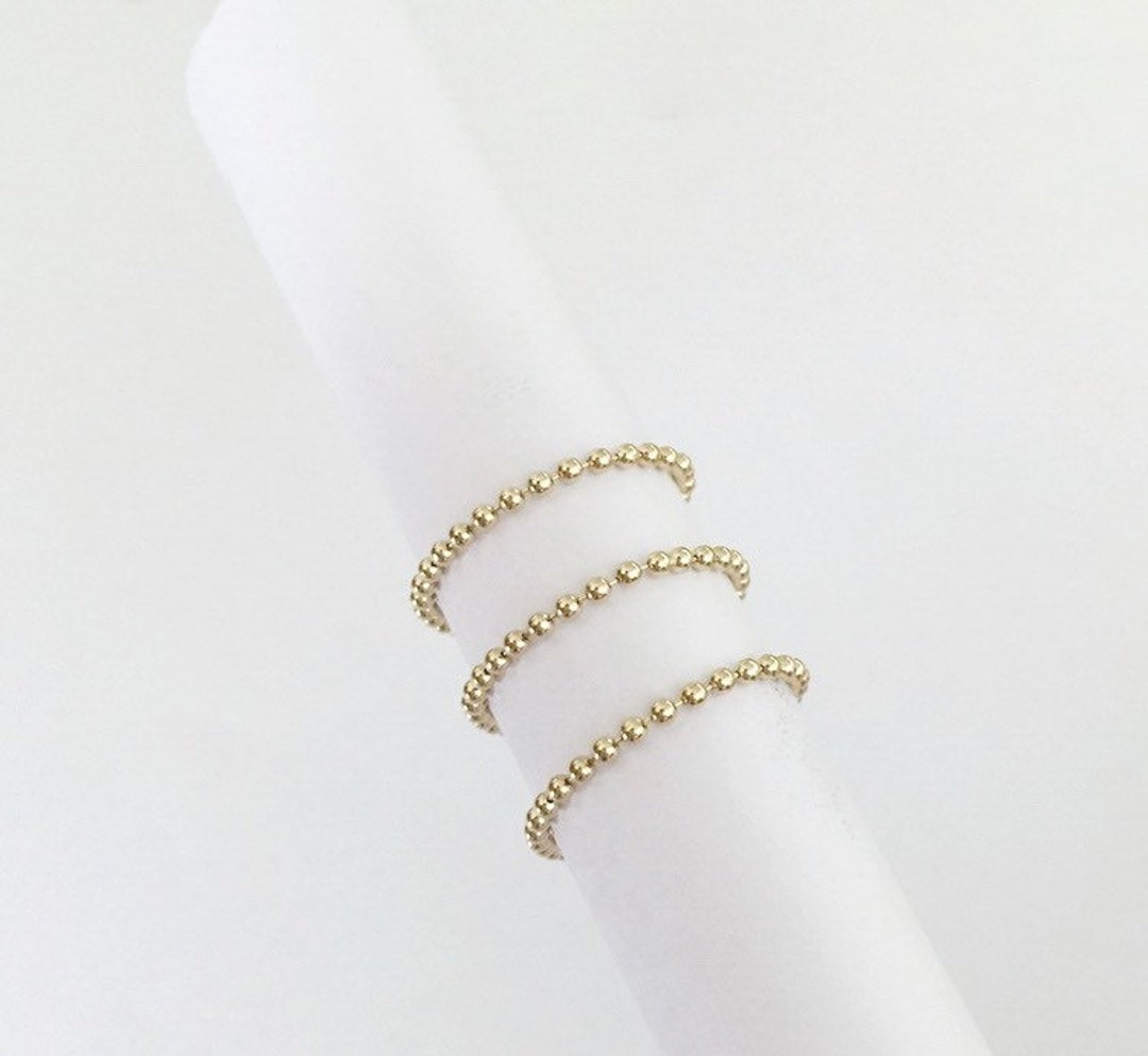 1.5mm 14K Gold Filled Bead Chain Ring, Ball Chain Ring, Beaded Ring ...