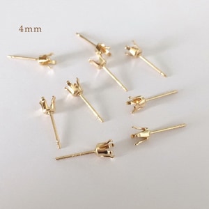 2 Pcs 3mm/4mm/5mm/6mm 14K Gold Filled Snap-in Setting Post Earring ...