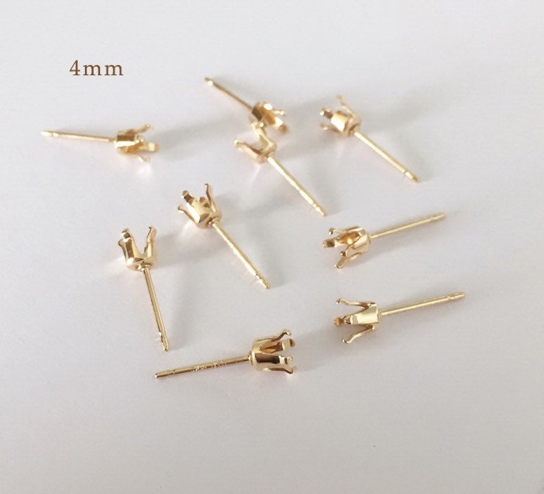 2 Pcs 3mm/4mm/5mm/6mm 14K Gold Filled Snap-in Setting Post Earring ...